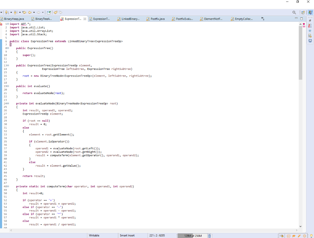 Define ExpressionTree.toString(). • Use a simple | Chegg.com