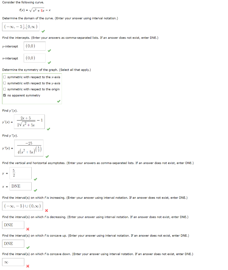Solved Consider the following curve. f(x) = x2 + 5x - x | Chegg.com