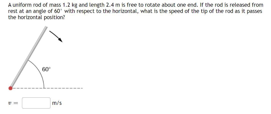 Solved A uniform rod of mass 1.2 kg and length 2.4 m is free | Chegg.com