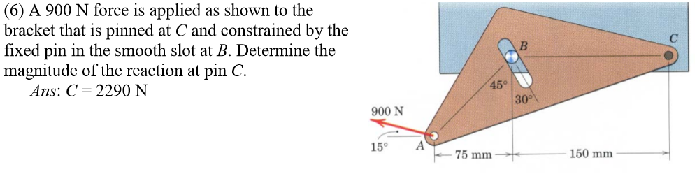 Solved (6) A 900 N force is applied as shown to the bracket | Chegg.com