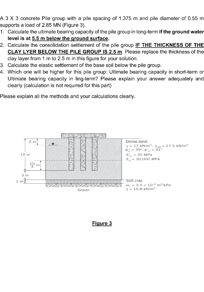 Solved A 3 X 3 concrete Pile group with a pile spacing of | Chegg.com