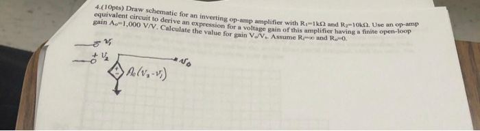Solved 4.(CIopts) Draw schematic for an inverting op-amp | Chegg.com