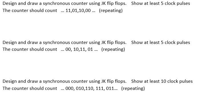 Solved Design and draw a synchronous counter using JK flip | Chegg.com