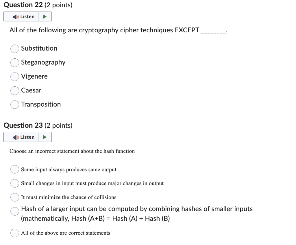 Solved All of the following are cryptography cipher | Chegg.com