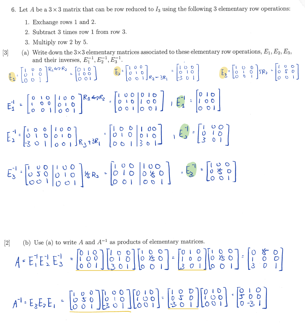 Solved 6. Let A be a 3×3 matrix that can be row reduced to | Chegg.com
