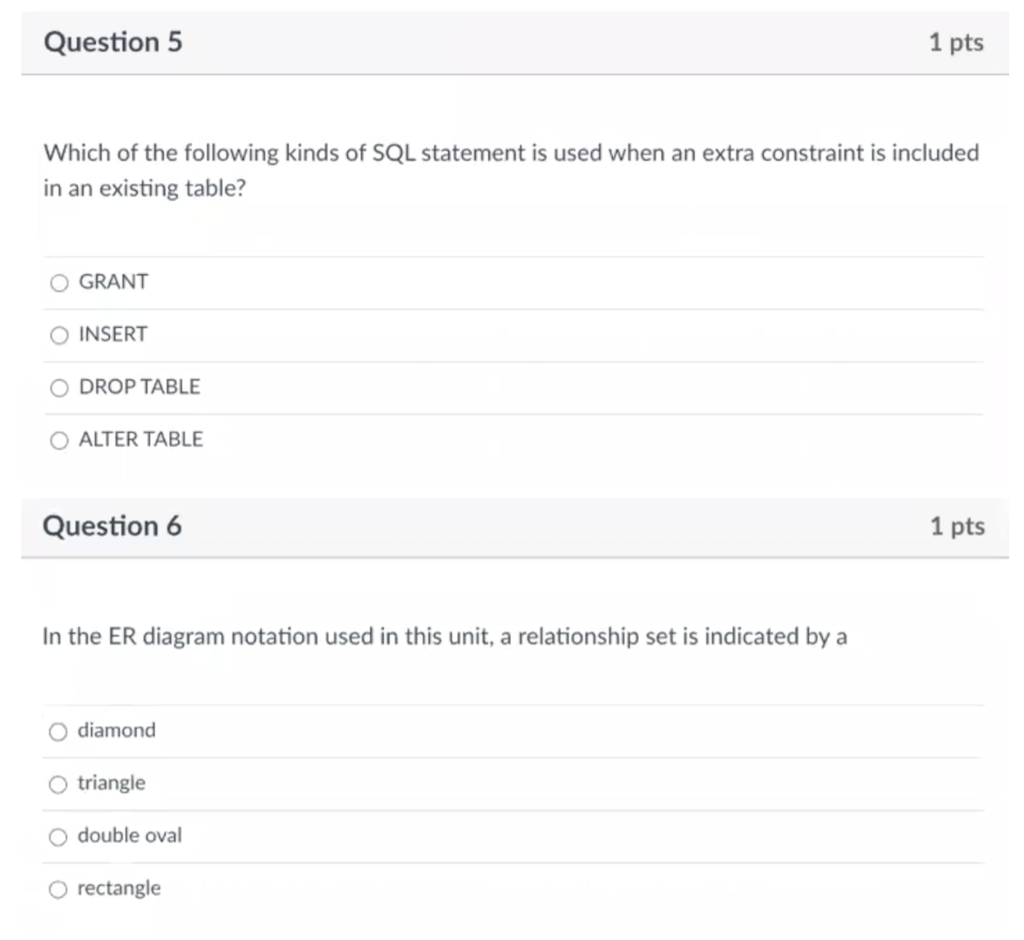 Solved Which of the following kinds of SQL statement is used | Chegg.com