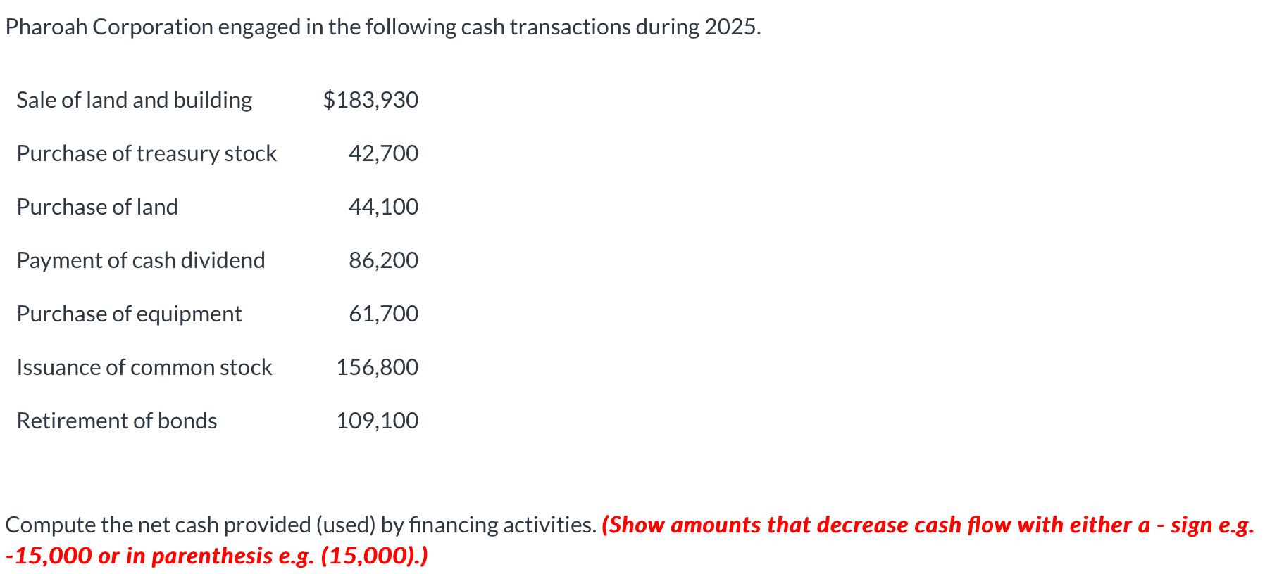Solved Pharoah Corporation engaged in the following cash | Chegg.com