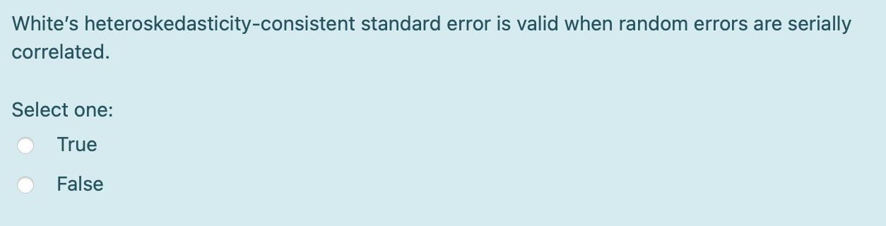 Solved White's heteroskedasticity-consistent standard error | Chegg.com