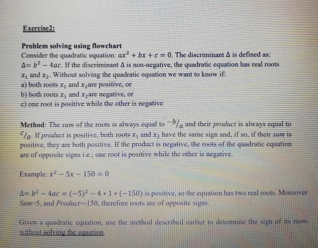 Solved Exercise2: Problem solving using flowchart Consider | Chegg.com
