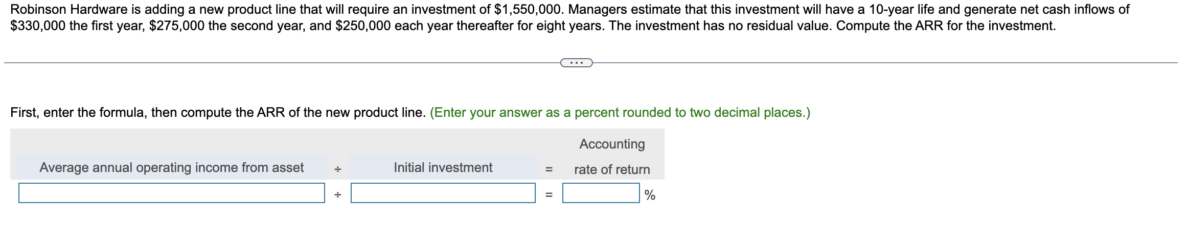 Solved Robinson Hardware is adding a new product line that | Chegg.com