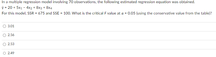 Solved In a multiple regression model involving 70 | Chegg.com