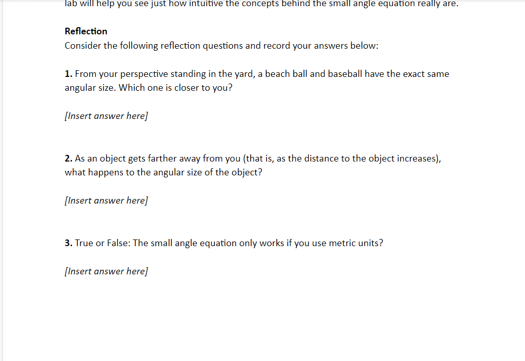 Solved Small Angle Equation Introduction In this lab | Chegg.com