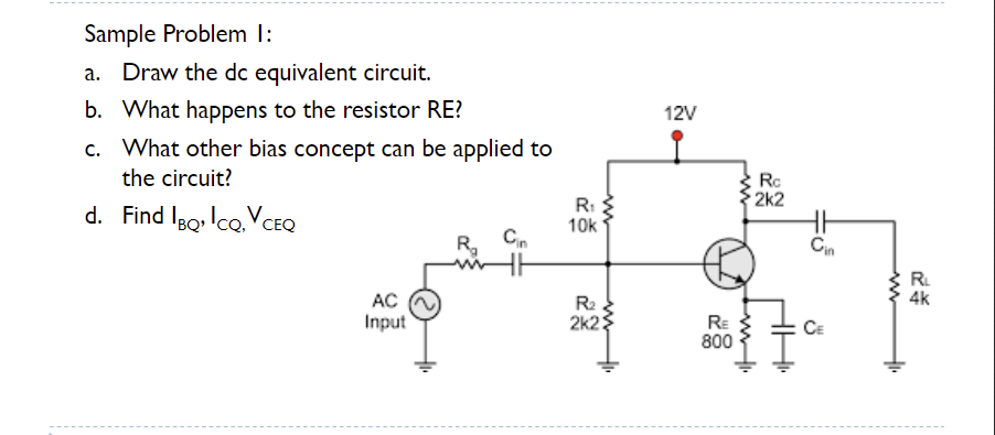 Solved Sample Problem I: a. Draw the dc equivalent circuit. | Chegg.com