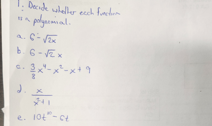 Solved 1 Decide Whether Each Function Is A Polynomial A 4135