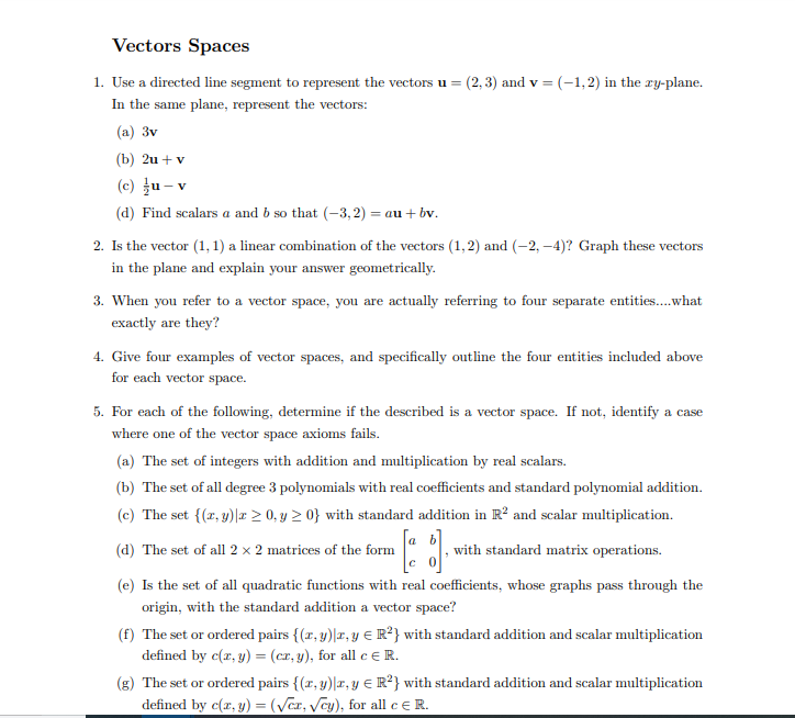 Solved Vectors Spaces 1. Use a directed line segment to | Chegg.com