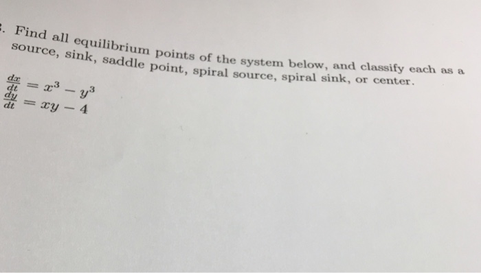 Solved Find all equilibrium points of the system below, and | Chegg.com