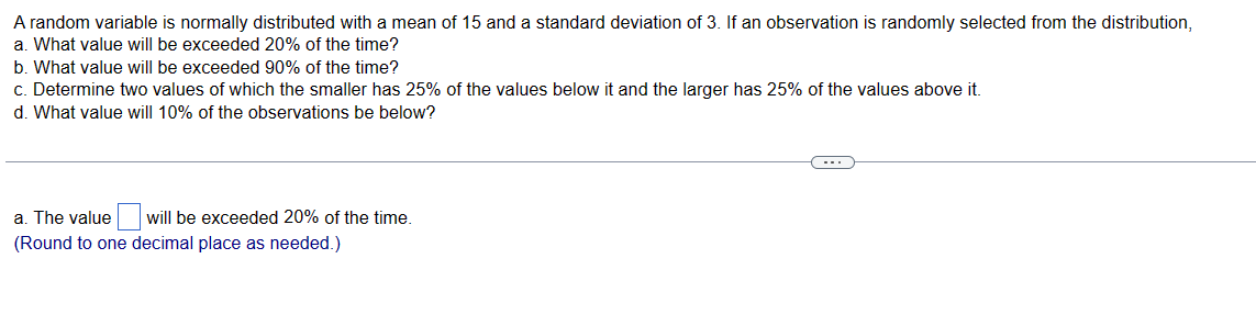 Solved A random variable is normally distributed with a mean | Chegg.com