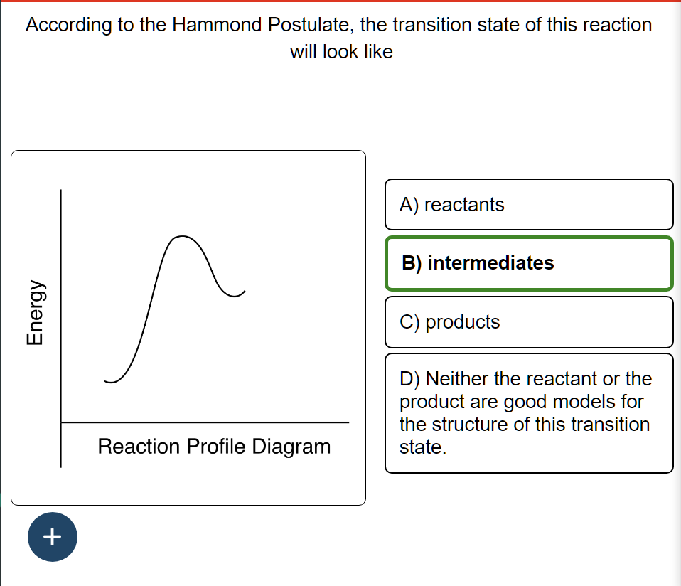Solved According to the Hammond Postulate, the transition | Chegg.com