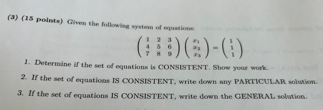 Solved (3) (15 points) Given the following system of | Chegg.com