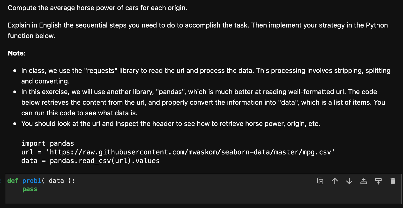 Solved Compute the average horse power of cars for each | Chegg.com