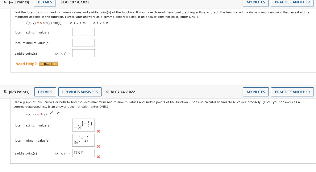 Solved 2. [0/3 Points] DETAILS PREVIOUS ANSWERS SCALC9 | Chegg.com