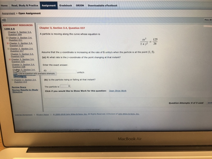 Solved Home Read, Study &Practice Assignment Gradebook ORION | Chegg.com