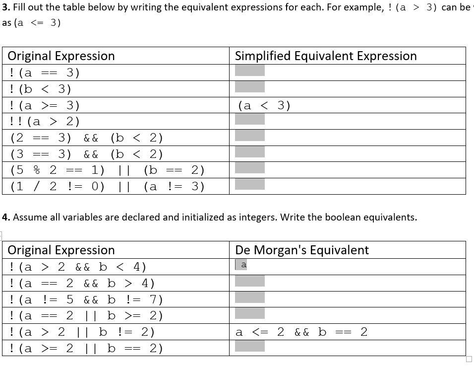 Solved 3. Fill out the table below by writing the equivalent | Chegg.com