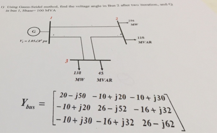Solved Using gauss-Seidel method, find the voltage angle in | Chegg.com