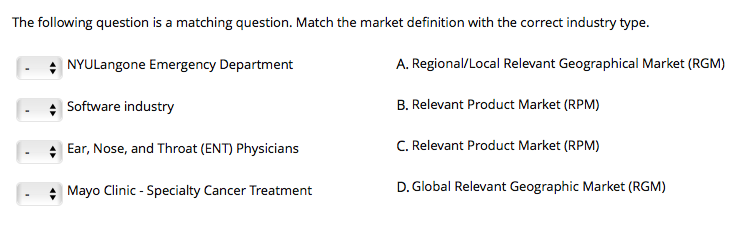 Solved The following question is a matching question. Match | Chegg.com