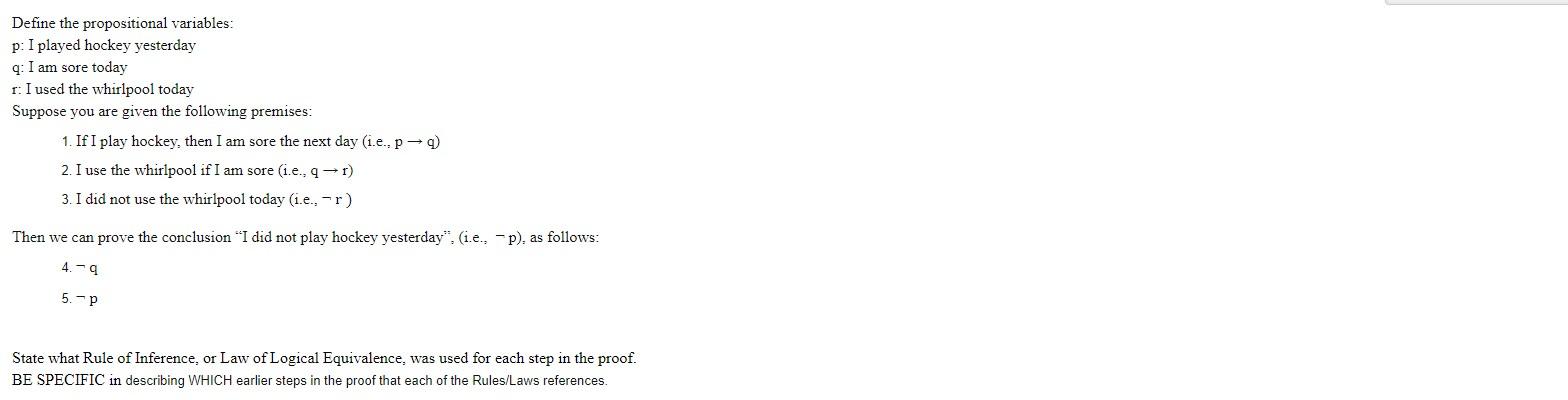 Solved Define the propositional variables: p: I played | Chegg.com
