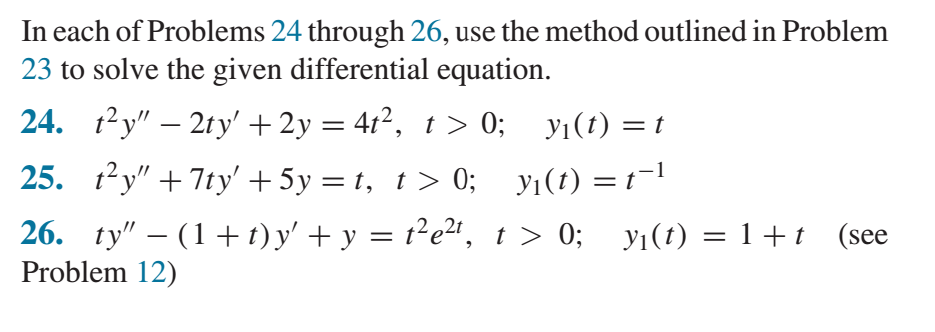 Solved In each of Problems 24 through 26, use the method | Chegg.com