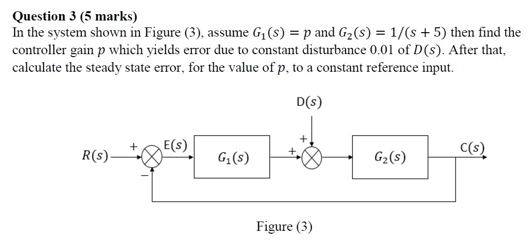 Solved Question 3 (5 marks) In the system shown in Figure | Chegg.com Solved Question 3 (5 marks) In the system shown in Figure | Chegg.com