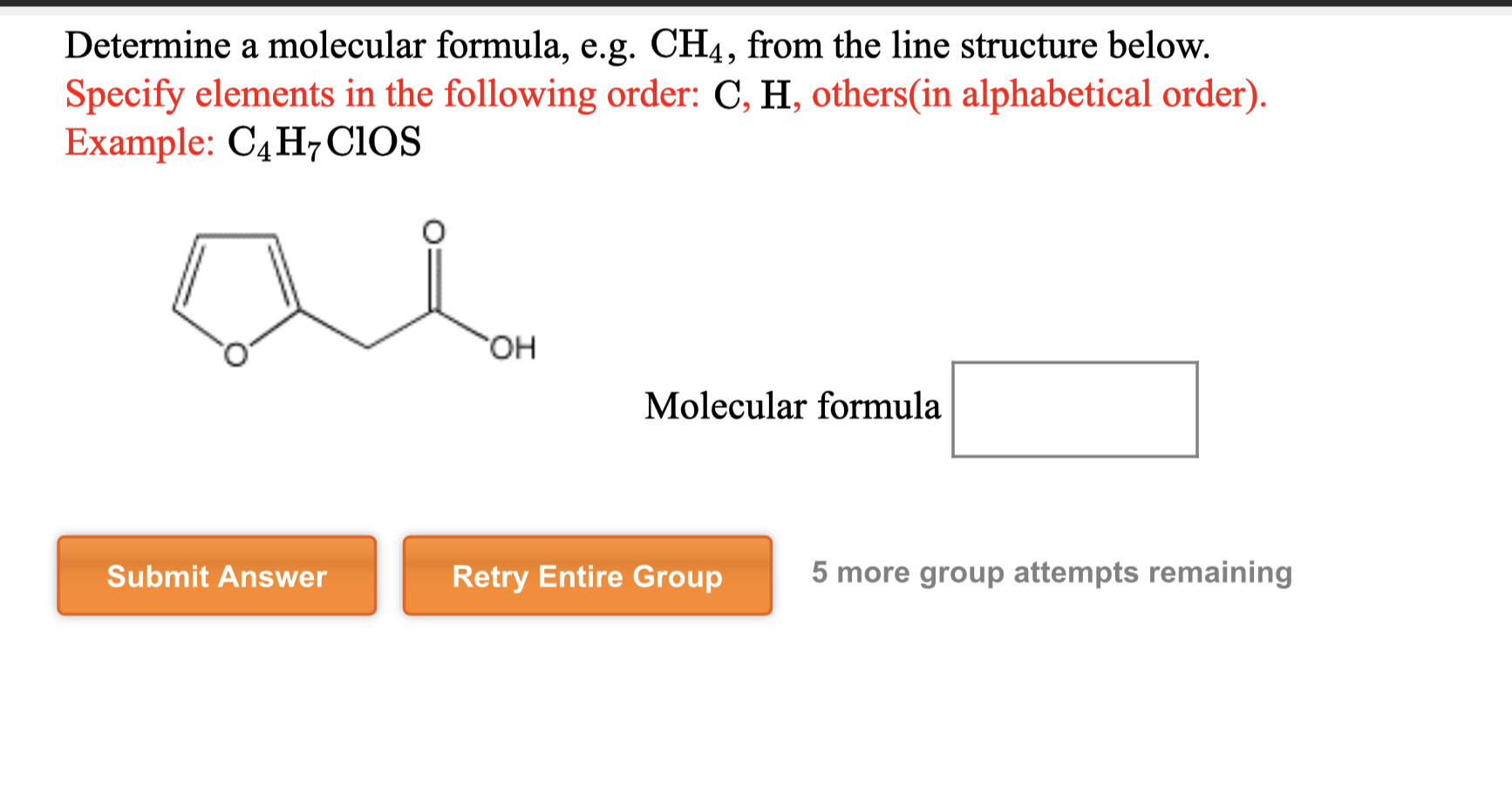 Solved Determine a molecular formula, e.g. CH4, from the | Chegg.com