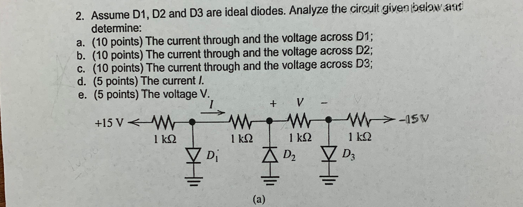 Solved 2. Assume D1, D2 and D3 are ideal diodes. Analyze the | Chegg.com