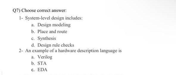 Solved Q7) Choose correct answer: 1- System-level design | Chegg.com