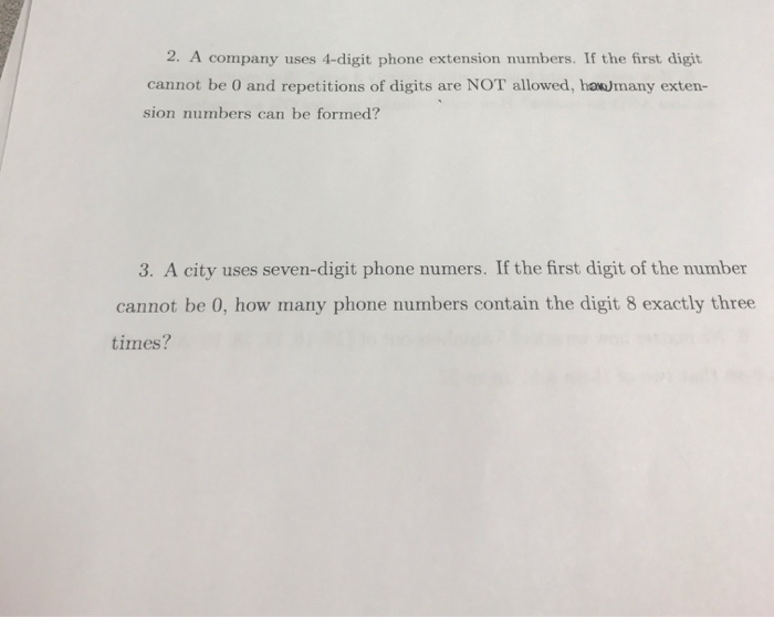 Solved 2. A company uses 4-digit phone extension numbers. If | Chegg.com