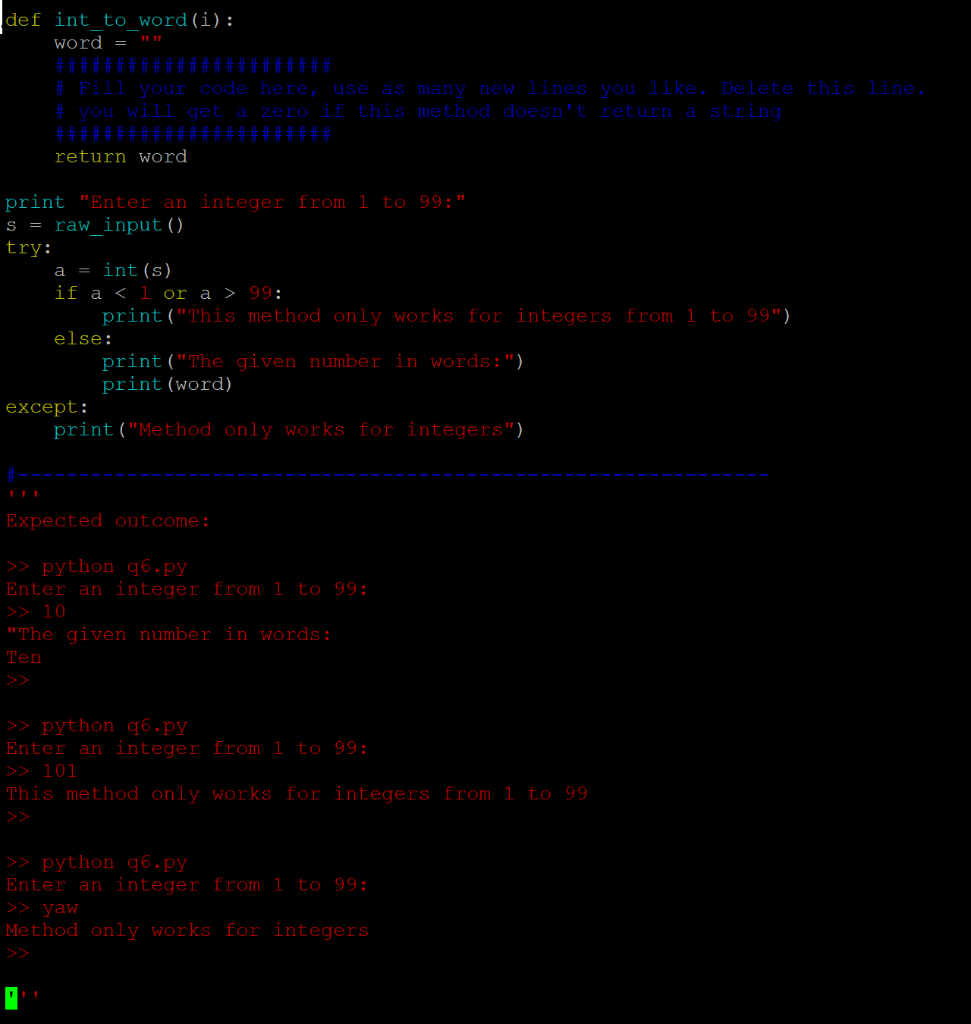 Solved def int to word (i): word = "" | Chegg.com