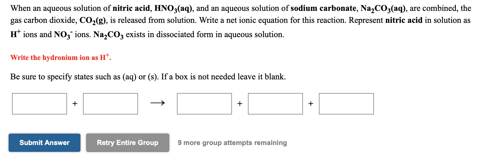 Solved When an aqueous solution of nitric acid, HNO3(aq), | Chegg.com