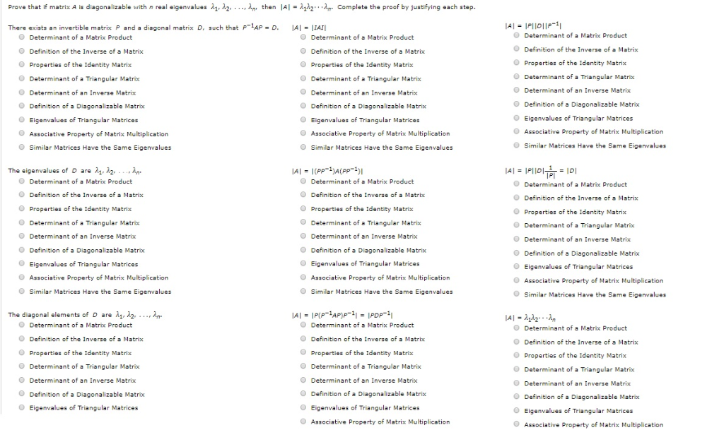 Solved Prove that if matrix A is diagonalizable with n real | Chegg.com