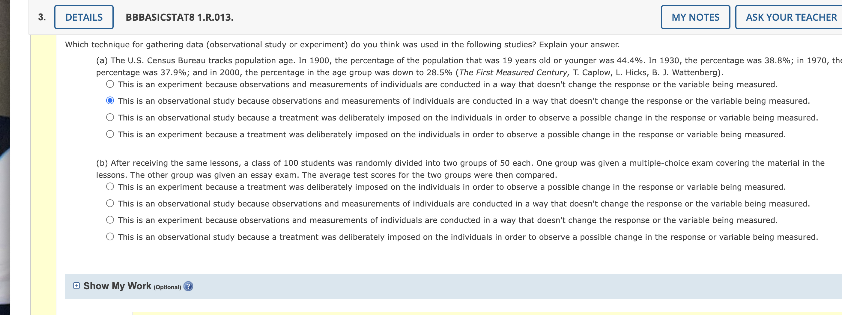 Solved iich technique for gathering data (observational | Chegg.com