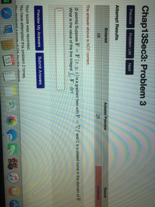 Solved Chap13Sec3: Problem 3 28 ed 2 times. You have | Chegg.com