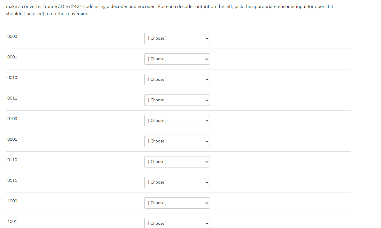 Solved make a converter from BCD to 2421 code using a | Chegg.com