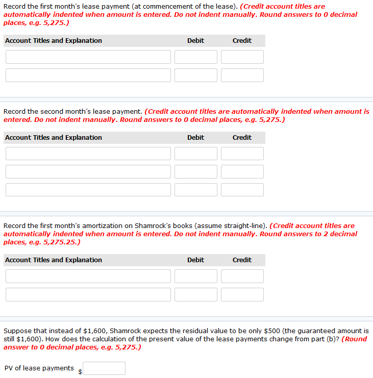 Solved Exercise 21A-3 a-g Shamrock Company leases an | Chegg.com