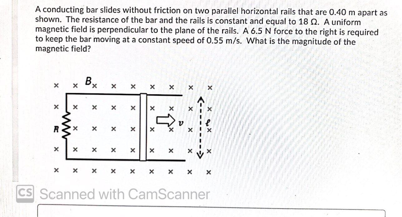Solved A conducting bar slides without friction on two | Chegg.com