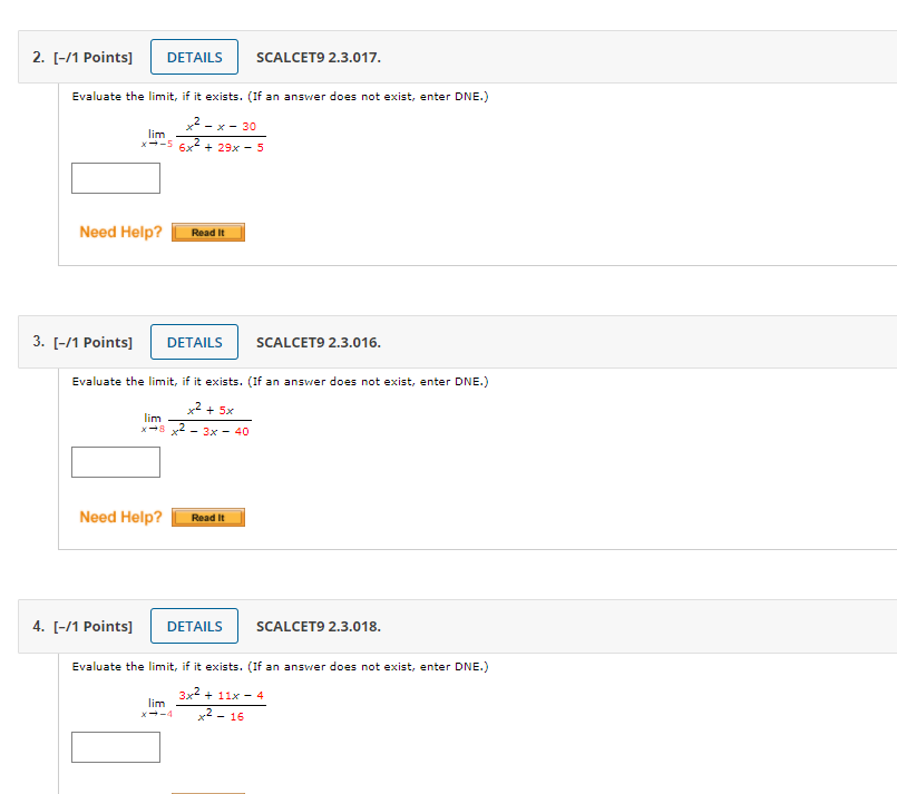 Solved 2. [-/1 Points) DETAILS SCALCET9 2.3.017. Evaluate | Chegg.com