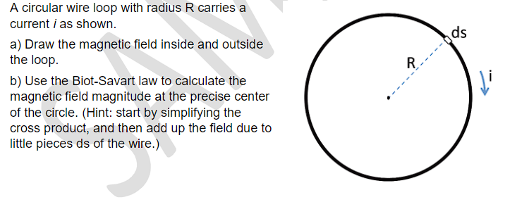 Solved A circular wire loop with radius R carries a current | Chegg.com