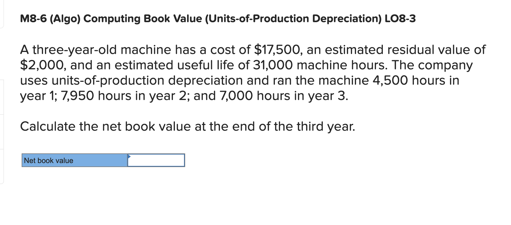 Solved M8-6 (Algo) Computing Book Value (Units-of-Production | Chegg.com
