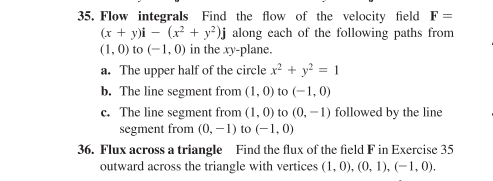 Solved 35. Flow integrals Find the flow of the velocity | Chegg.com