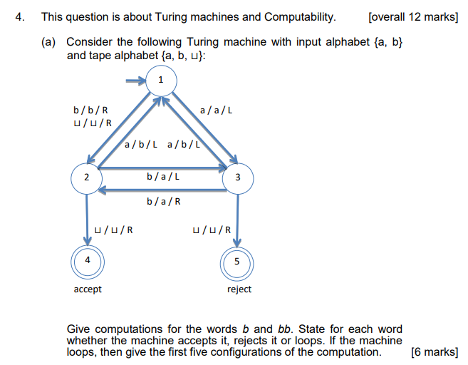 Solved 4. This question is about Turing machines and | Chegg.com