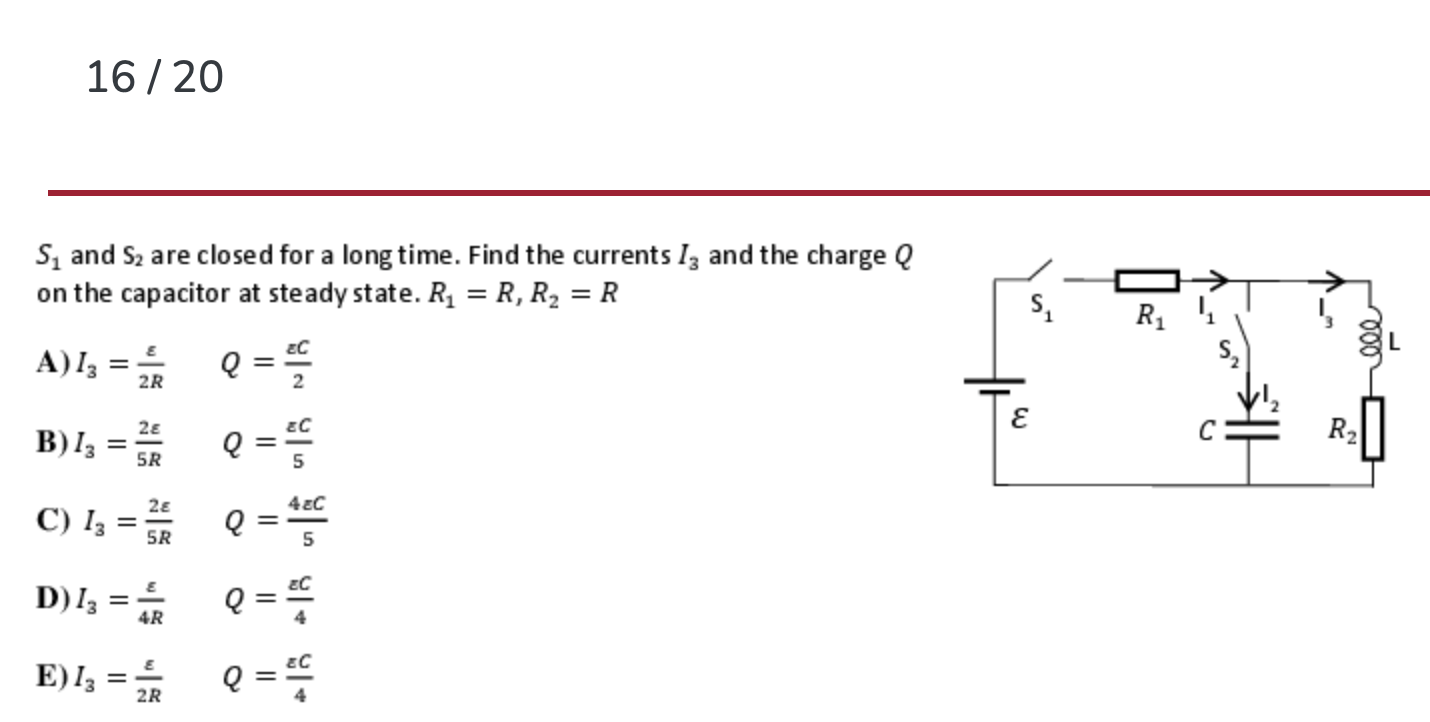 Solved S1 and S2 are closed for a long time. Find the | Chegg.com